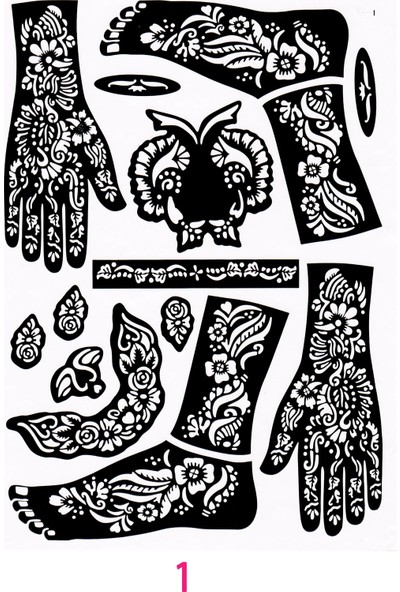 Can Hint Kınası Şablonu Yapışkanlı Plastik (25 cm * 17 cm) 1. Model Can Hint Kınası Şablonu Yapışkanlı Plastik (25 cm * 17 cm) 1. Model