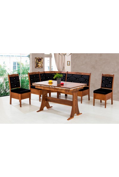 Cadde Yıldız Avangarde Mutfak Köşe Takımı - Ceviz Siyah