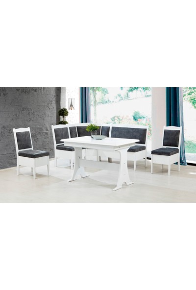 Cadde Yıldız Hicran Mutfak Köşe Takımı - Beyaz Gri Cadde Yıldız Hicran Mutfak Köşe Takımı - Beyaz Gri