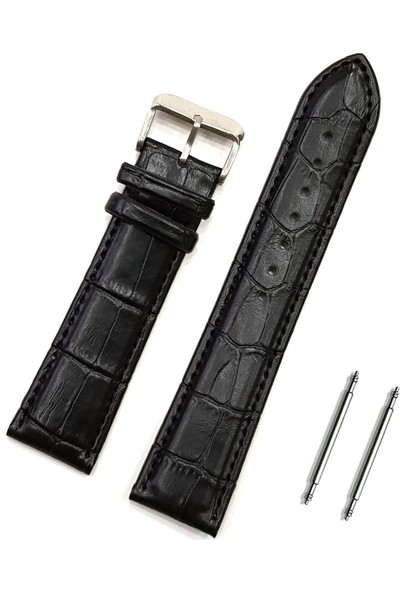 Saatse Siyah Deri Kol Saati Kordonu Deri Kayış 22mm Saatse Siyah Deri Kol Saati Kordonu Deri Kayış 22mm