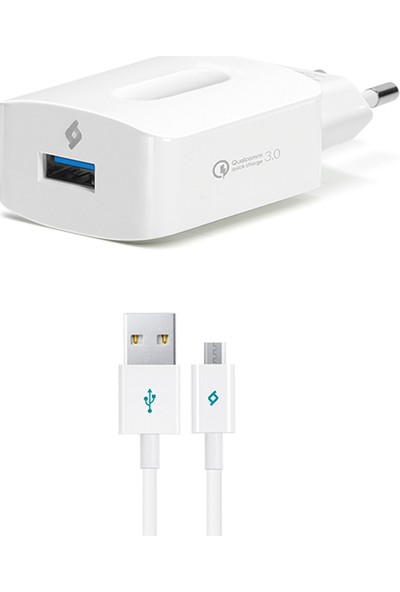 Ttec SpeedCharger QC 3.0 Seyahat Şarj Aleti + Micro USB Kablo Beyaz 2SCQC01M Ttec SpeedCharger QC 3.0 Seyahat Şarj Aleti + Micro USB Kablo Beyaz 2SCQC01M
