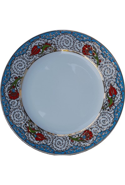 Armada Çini PRT 55 25 cm Maviı Altın yaldızlı Lale karanfil desenli porselen Kaligrafi çini tabak Armada Çini PRT 55 25 cm Maviı Altın yaldızlı Lale karanfil desenli porselen Kaligrafi çini tabak