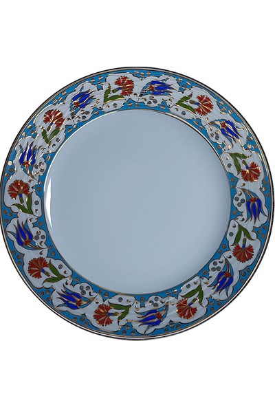 Armada Çini PRT 59 25 cm Mavi Altın yaldızlı Lale karanfil desenli porselen Kaligrafi çini tabak Armada Çini PRT 59 25 cm Mavi Altın yaldızlı Lale karanfil desenli porselen Kaligrafi çini tabak