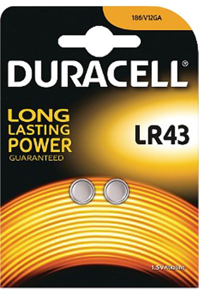 Duracell Alkalin Düğme Pil LR43 1,5 Volt 2'li Paket Duracell Alkalin Düğme Pil LR43 1,5 Volt 2'li Paket