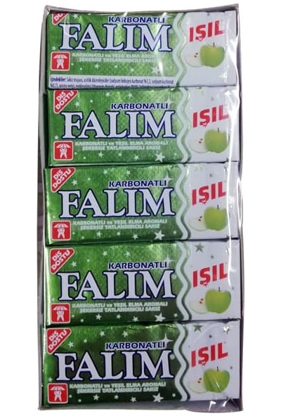 Falım Işıl Şekersiz Sakız Elma Aromalı 5 li 8 gr x 20 Li