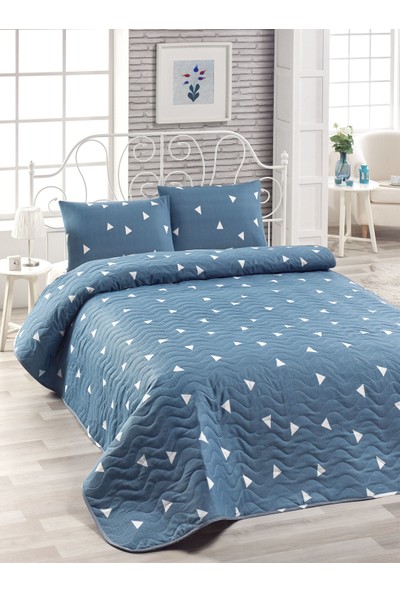 Eponj Home Kapitone Yatak Örtüsü Seti Tek Kişilik Üçgen K.BulutMavi Eponj Home Kapitone Yatak Örtüsü Seti Tek Kişilik Üçgen K.BulutMavi