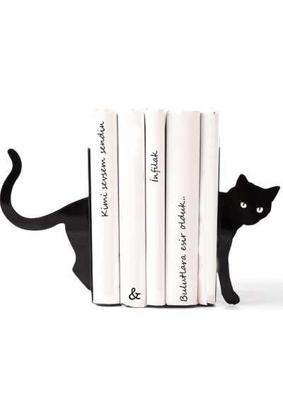 Simge Yapı Dekorasyon Kara Kedi Figürlü Dekoratif Metal Kitap Tutucu Simge Yapı Dekorasyon Kara Kedi Figürlü Dekoratif Metal Kitap Tutucu