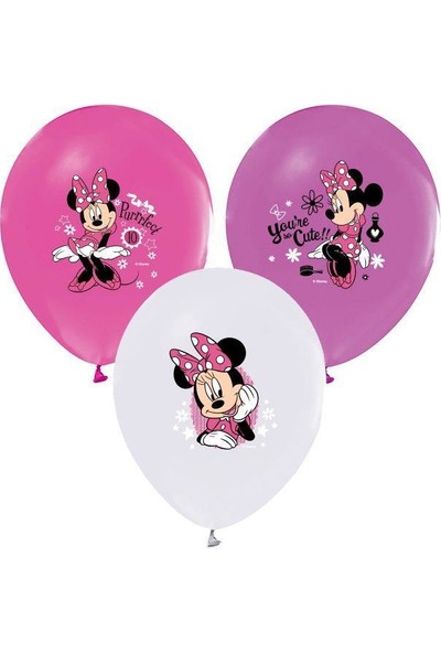 Partici Minnie Mouse Baskılı Balon - 10'lu