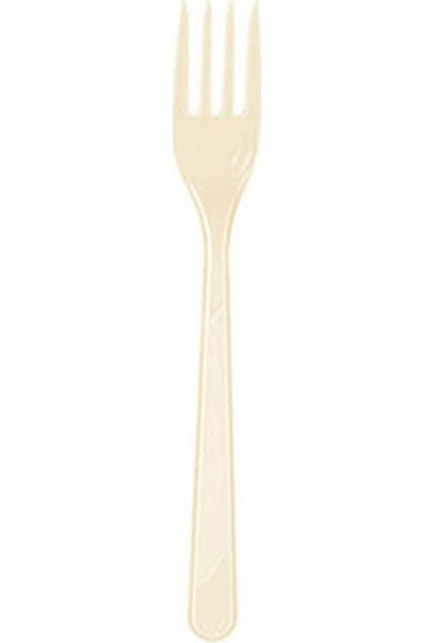 Samur Krem Plastik Çatal 25 Adet