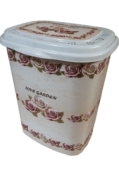 Erdem Plastik Kirli Sepeti Gül Desenli 47 Lt