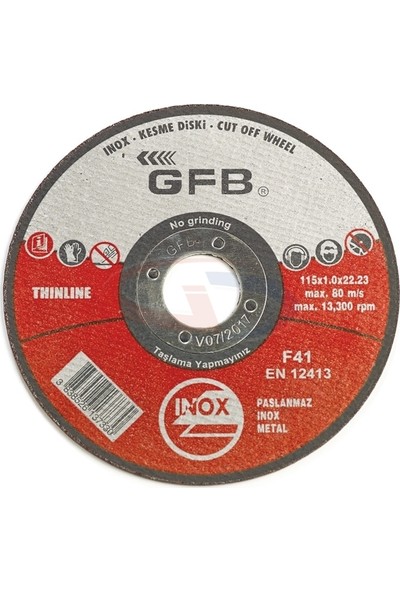 Gfb Paslanmaz Thınlıne İnox 115 Metal Kesme Taşı 1,0*22*23 Gfb Paslanmaz Thınlıne İnox 115 Metal Kesme Taşı 1,0*22*23