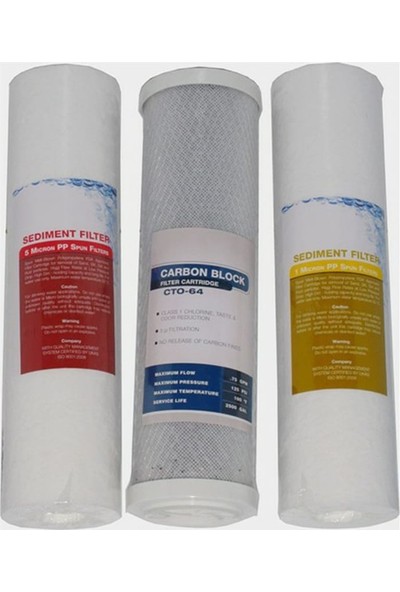 Aqualine Su Arıtma Cihazı Filtreleri Üçlü Set