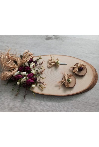 Dekorbizden Ahşap Kütük Söz Nişan Tepsisi Dekorbizden Ahşap Kütük Söz Nişan Tepsisi