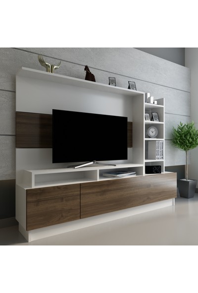 Herşeycik Lena Tv Ünitesi Beyaz Ceviz 1014