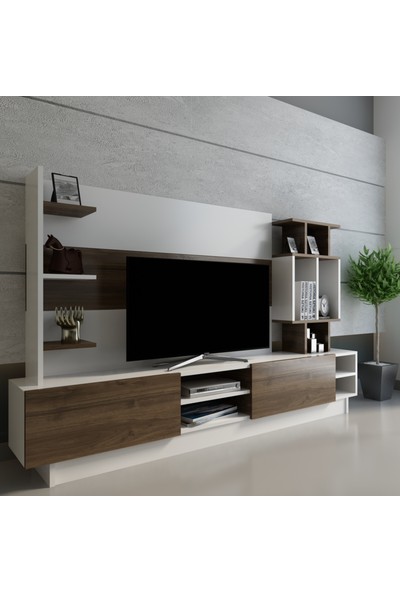 Herşeycik Sanat Tv Ünitesi Ceviz Beyaz 1013