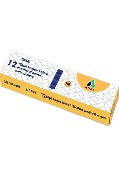 Adel Basic Köşeli Silgili Kurşun Kalem Hb 2062045000 12 Li (1 Paket 12 Adet)