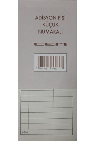 Cem Küçük Numaralı Adisyon Fişi 12 Li (1 Paket 12 Adet) Cem Küçük Numaralı Adisyon Fişi 12 Li (1 Paket 12 Adet)
