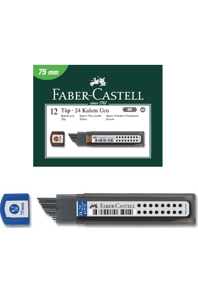 Faber-Castell Süper Fine Min Versatil Kalem Ucu 2B 0.7 75 Mm 5090127775 12 Li (1 Paket 12 Tüp) Faber-Castell Süper Fine Min Versatil Kalem Ucu 2B 0.7 75 Mm 5090127775 12 Li (1 Paket 12 Tüp)
