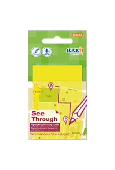 Hopax Stickn Yapışkanlı Not Kağıdı 76X51 Mm Saydam Sarı 50 Yaprak 4-2170500-5001 Hopax Stickn Yapışkanlı Not Kağıdı 76X51 Mm Saydam Sarı 50 Yaprak 4-2170500-5001