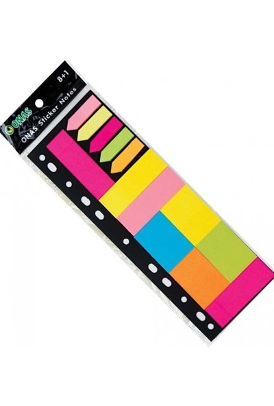 Onas Yapışkanlı Not Kağıdı Karışık Set 8+1 Onas Yapışkanlı Not Kağıdı Karışık Set 8+1