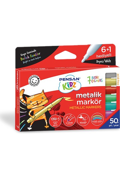 Pensan Kidz Temizlenebir 7 Renk Metalik Markör Kalem Pe99930Mrk8Rnk Pensan Kidz Temizlenebir 7 Renk Metalik Markör Kalem Pe99930Mrk8Rnk