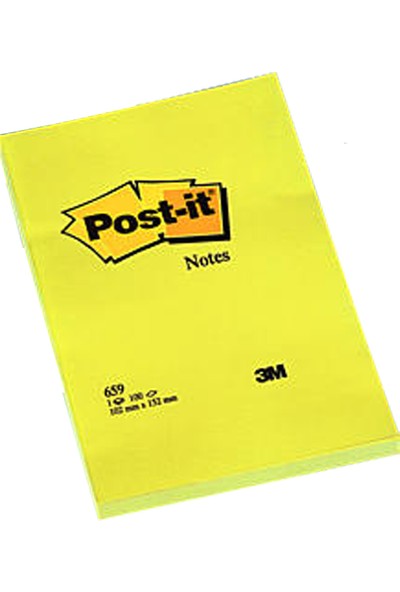 Post-İt 659 Yapışkanlı Not Kağıdı Sarı 102X152 Mm Post-İt 659 Yapışkanlı Not Kağıdı Sarı 102X152 Mm