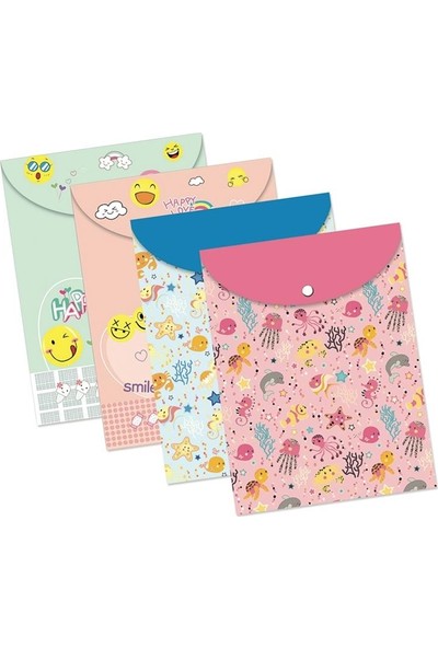 Sdk H-32 Karton Hayvan Desenli Evrak Zarfı 12 Li (1 Paket 12 Adet)