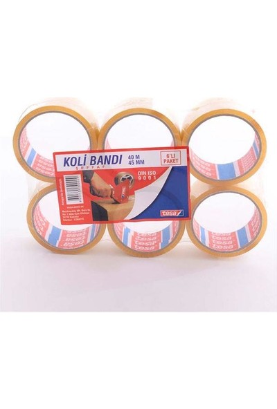 Tesa 55264 Koli Bantı 40X45 Mt. Side Label Core Transparan 6 Lı