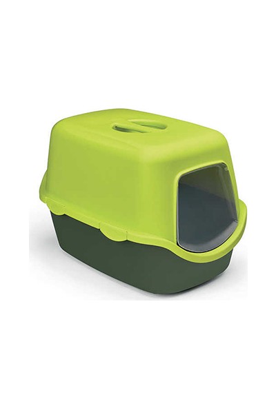 Stefanplast Cathy Kapalı Kedi Tuvaleti Çam Yeşili/Limon Yeşili