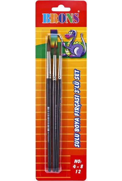 Brons Sulu Boya Fırça Seti 3lü 4-8-12 BR-674