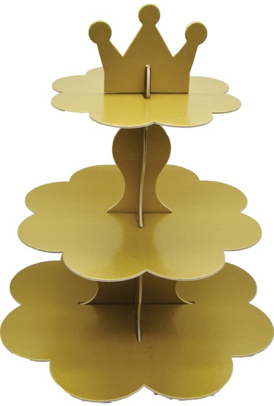 Can Stand 3 Katlı Kral Taçlı Karton CupCake Standı Gold (25cm*40cm) Can Stand 3 Katlı Kral Taçlı Karton CupCake Standı Gold (25cm*40cm)