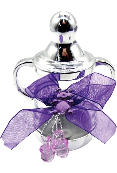Can Hediyelik 25li Plastik Mini Biberon Süs Baby Shower Parti Hediyelik Gümüş Mor (7cm*4cm) Can Hediyelik 25li Plastik Mini Biberon Süs Baby Shower Parti Hediyelik Gümüş Mor (7cm*4cm)