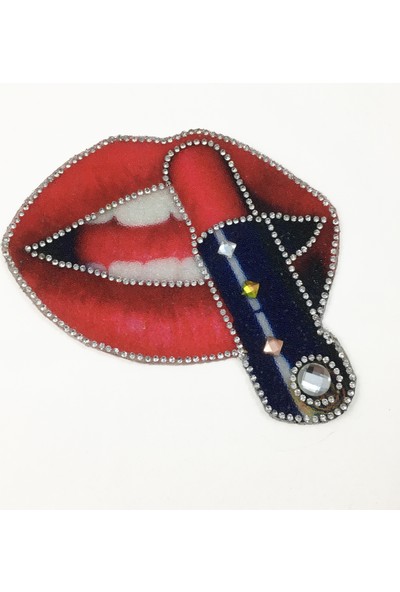 Brode Ütüyle Yapışabilen Dökme Taşlı Ruj Ve Dudak Patch Yama Hotfix ( 13cm*12cm)