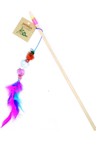 Petviya Ponponlu ve Tüylü Kedi Oltası 50 Cm