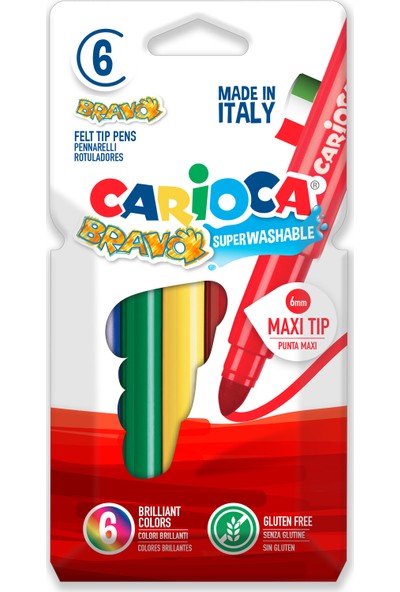 Carioca Bravo Süper Yikanabilir Keçeli Boya Kalemi 6'Li Carioca Bravo Süper Yikanabilir Keçeli Boya Kalemi 6'Li