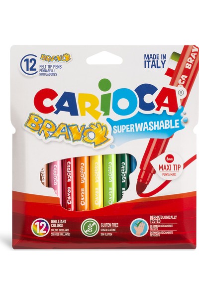 Carioca Bravo Süper Yikanabilir Keçeli Boya Kalemi 12'Li