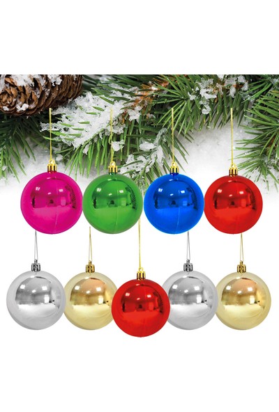 PartiBulutu Yılbaşı Top Ağaç Süsü Renkli 9'lu 3 cm