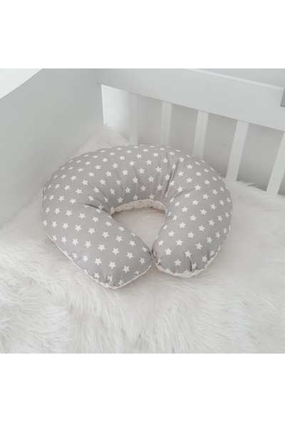 Bebekatölyesi Emzirme Yastığı Gri Yıldız Pudra Kombin