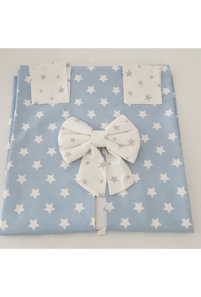 Bebekatölyesi Mavi Beyaz Yıldız Desenli Puset Örtüsü