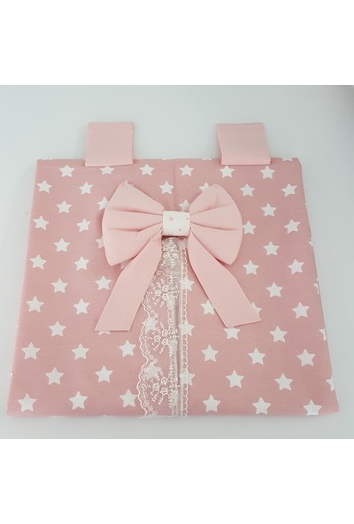 Bebekatölyesi Pudra Beyaz Yıldız Desenli Dantelli Puset Örtüsü