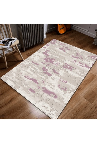 Decoplus Dijital Baskılı Lastikli Halı Örtüsü Royal 0107