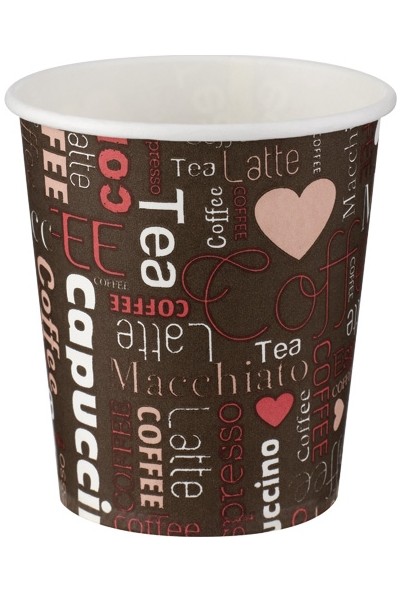 Roll-Up Karton Bardak 7 oz Cafe Baskılı Kahverengi 50 Adet