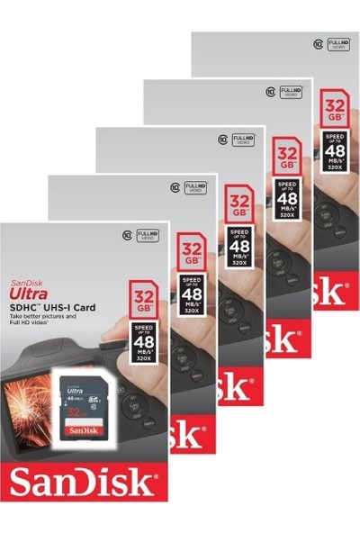 Sandisk Ultra 32 GB 48Mb/s 320x SD Hafıza Kartı (5 Adet) Sandisk Ultra 32 GB 48Mb/s 320x SD Hafıza Kartı (5 Adet)