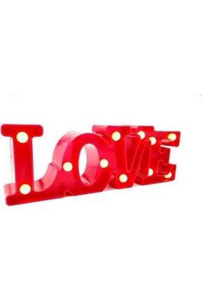 Dizayn Hediye Led Işıklı Love Oda Lambası Kırmızı