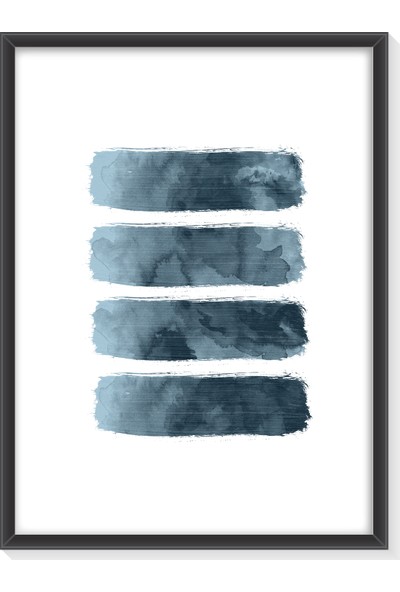 Normmade Brush Blue Siyah Çerçeveli Baskı