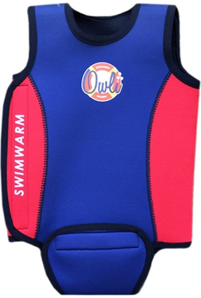 Owli Swimwarm Üşütmeyen Bebek Mayosu Lacivert-Kırmızı