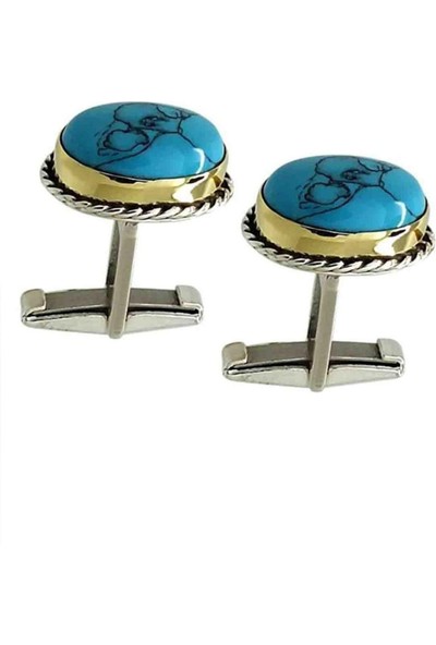 Gümüş El Işi Firüze Taşlı Erkek Kol Düğmesi Mardin Midyat Gümüş El Işi Firüze Taşlı Erkek Kol Düğmesi Mardin Midyat