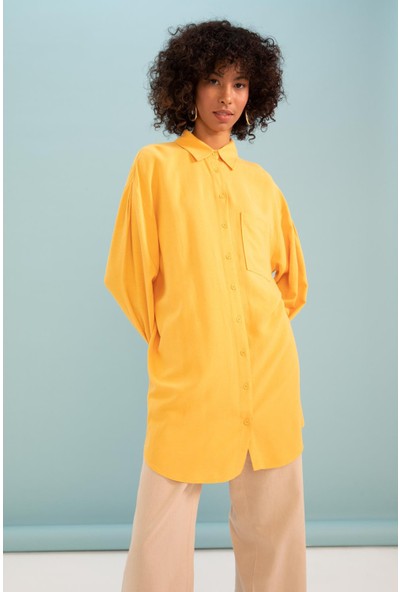 DeFacto Relax Fit Uzun Kollu Keten Karışımlı Gömlek Tunik X4279AZ22SM DeFacto Relax Fit Uzun Kollu Keten Karışımlı Gömlek Tunik X4279AZ22SM