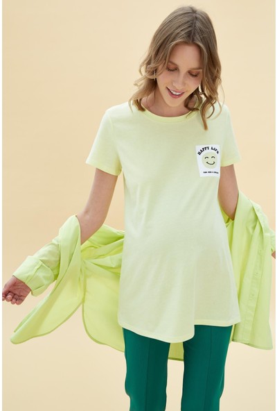 DeFacto Regular Fit Baskılı Kısa Kollu Hamile Tişört X5481AZ22SM