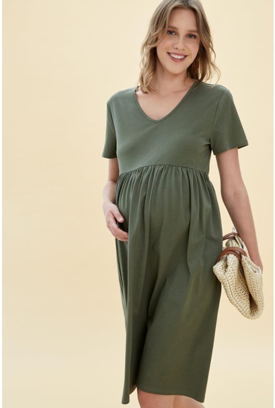 DeFacto Regular Fit Kısa Boy Hamile Elbise X6046AZ22SM